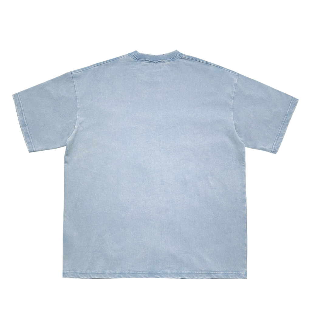 Double Neckline Scattered Edge Frayed Vintage Washed T-Shirt - 250 GSM ...